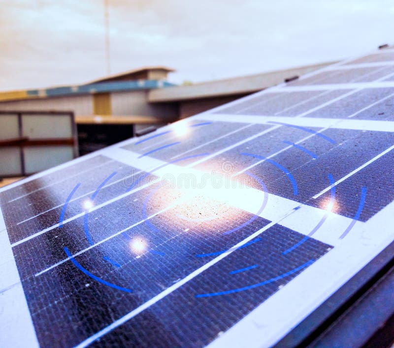 Solar Energy There is a Blue Circle Graphic, the Concept of Clean ...