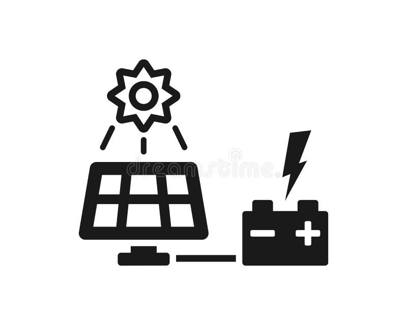 Solar Energy Vector Icon. the Sun Shines on the Solar Panel and Powers ...