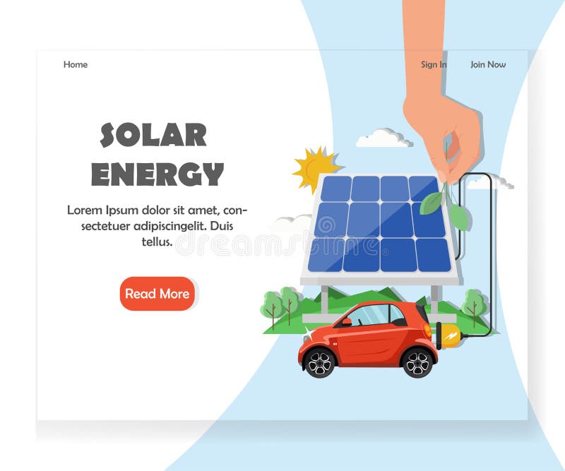 Solar Energy Website Homepage Vector Design Template Stock Vector ...