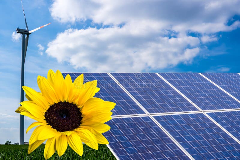 Solar Energy Wind Power in the Sun Stock Image - Image of generator ...