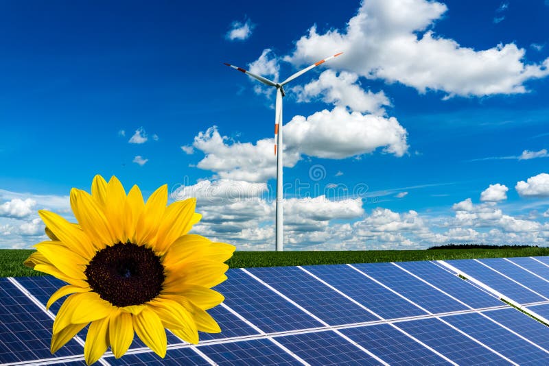 Solar Energy Wind Power in the Sun Stock Photo - Image of ecology ...