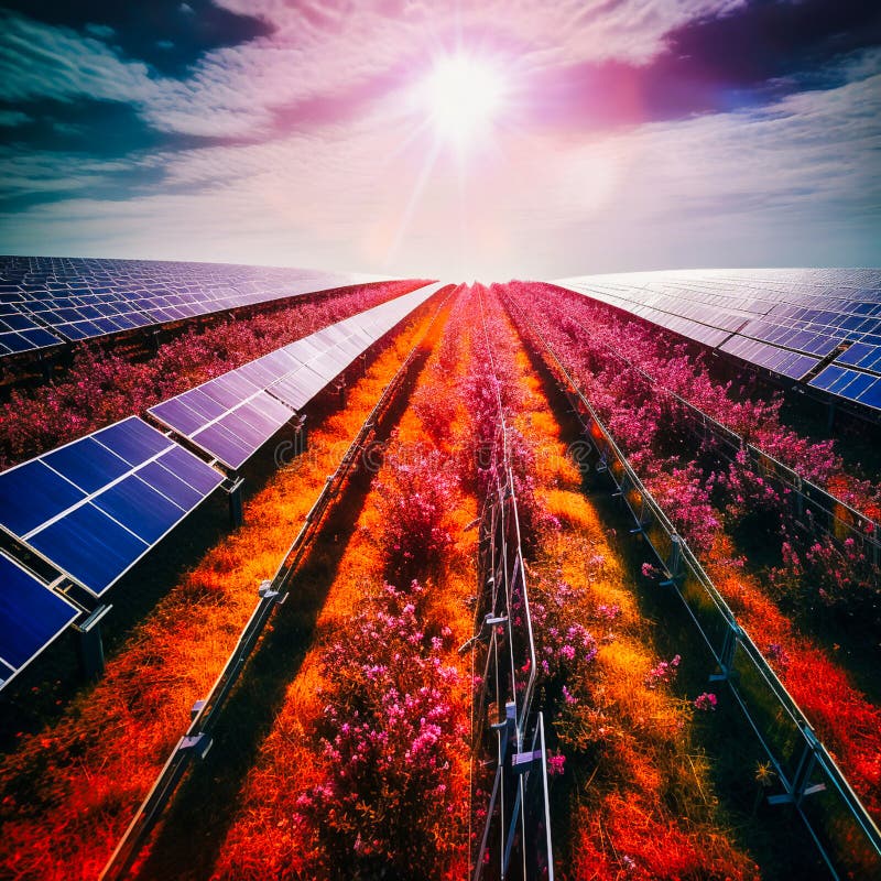 A Solar Farm Consisting of Rows of Photovoltaic Cells. Generative AI ...