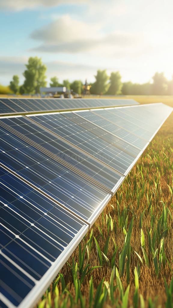 Solar Farm Development with Automated Assembly Equipment Stock Image ...