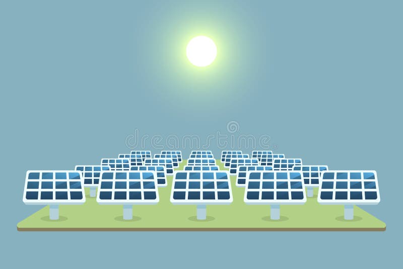 Solar Farm Landscape Illustration. Stock Vector - Illustration of clean ...