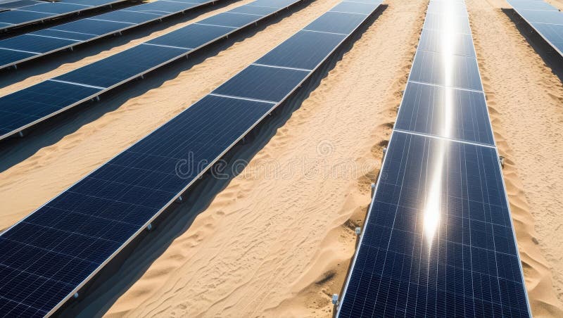 Solar Farm with Multiple Solar Panels Installed Desert Landscape Stock ...
