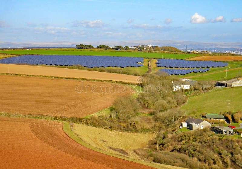 Solar Farm on the Rame Peninsular, Cornwall Stock Image - Image of ...