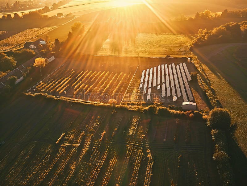 Solar farm in the sun stock photo. Image of lush, lens - 315247812