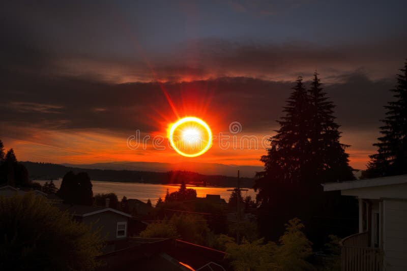 Solar Flare Activity Captured during a Total Solar Eclipse Stock Photo ...