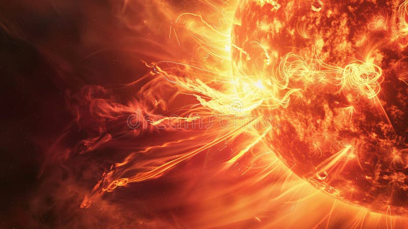 Solar Flare Activity on Sun S Surface Stock Photo - Image of energy ...