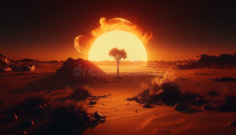 Solar Flare Apocalypse Digital Art Illustration, Generative AI Stock ...