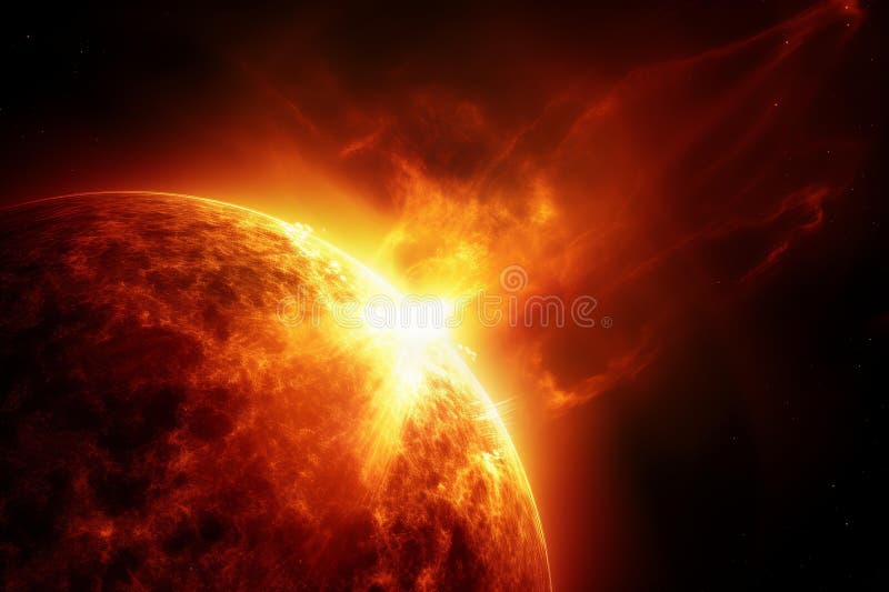 Solar Flare Eruption on Sun Surface Stock Illustration - Illustration ...