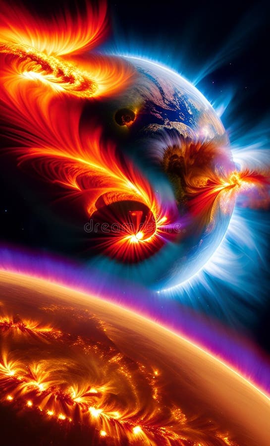 Solar Flare Plasma Earth Illustration Artificial Intelligence Artwork ...