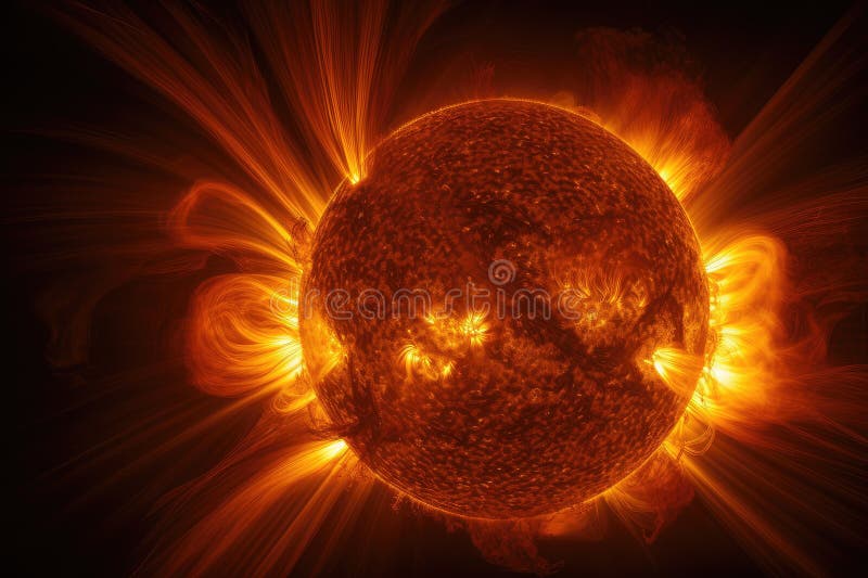 Solar Flare, with View of the Sun S Surface and Active Regions Visible ...