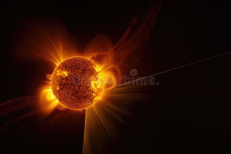 Solar Flare, with View of the Sun S Surface and Solar Storms Visible ...