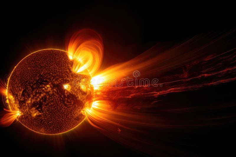 Solar Flare, with View of the Sun S Surface and Solar Storms Visible ...