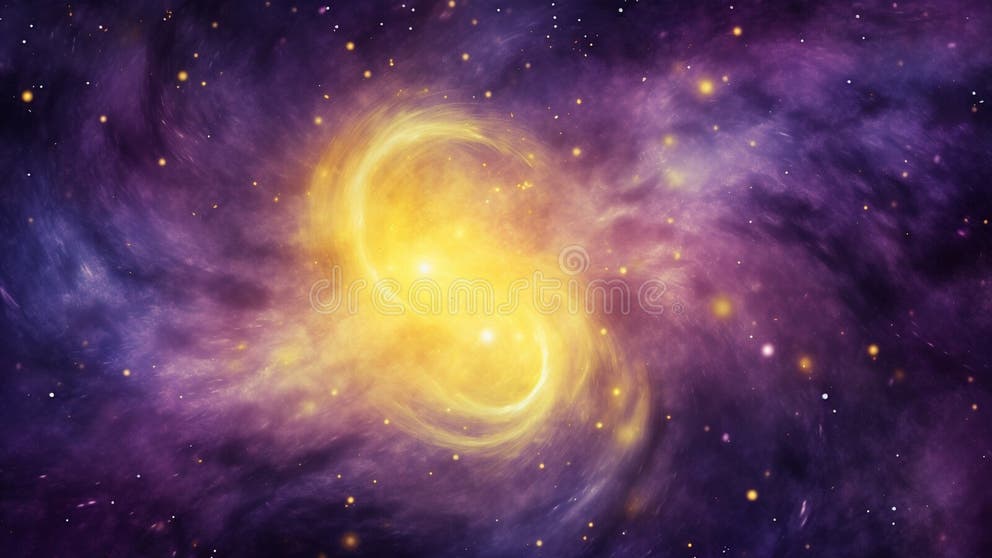 Solar Flare Yellow and Galactic Purple Nebula Background Stock ...