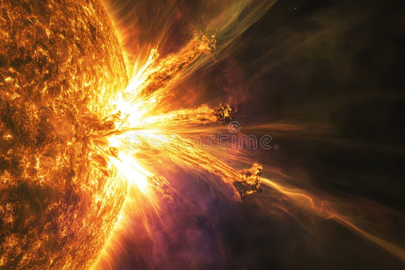 Solar Flares Erupting Sun's Surface Powerful Event Stock Photos - Free ...