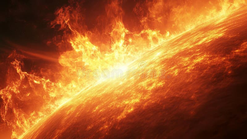 Solar Flares - Intense Sun Close-Up Stock Illustration - Illustration ...
