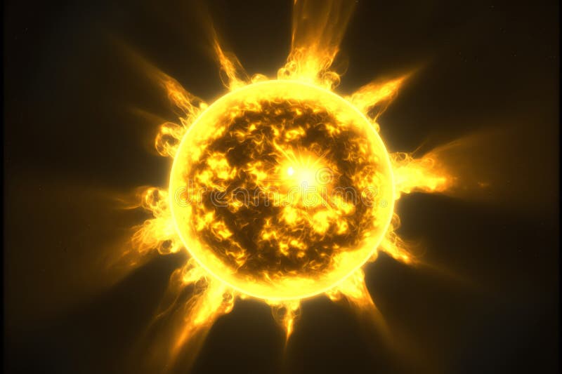 Solar Flares. Sun with Magnetic Storms. Plasma Flash on the Surface of ...