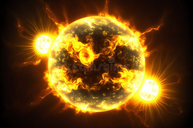 Solar Flares. Sun with Magnetic Storms. Plasma Flash on the Surface of ...