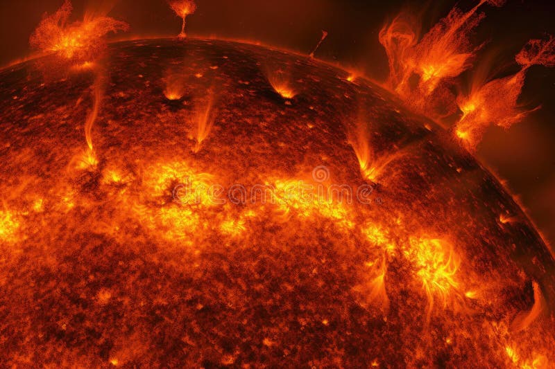 Solar Flares and Sunspots on the Suns Surface Stock Image - Image of ...