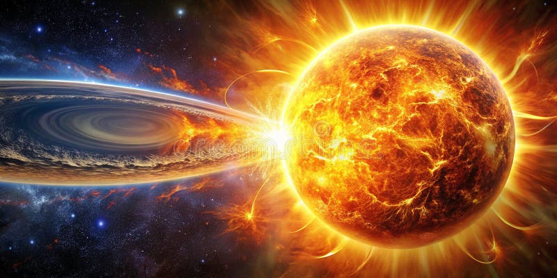 Solar Flash Explosion Mass Ejection Burning Sun and Space Magnetic ...