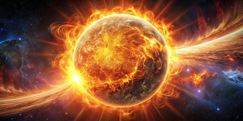 Solar Flash Explosion Mass Ejection Burning Sun and Space Magnetic ...