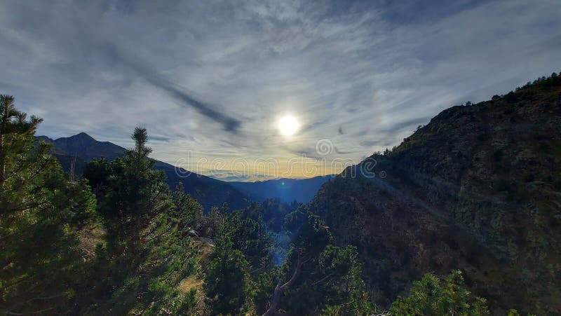 Solar Halo Sunset Over the Pyrenees Stock Image - Image of solar ...