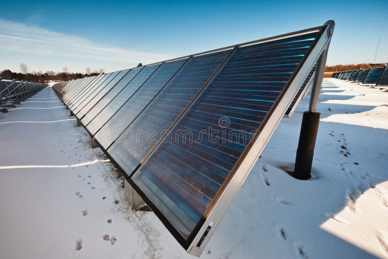 Solar Panel Farm, Natural Energy, Winter Stock Photo - Image of winter ...
