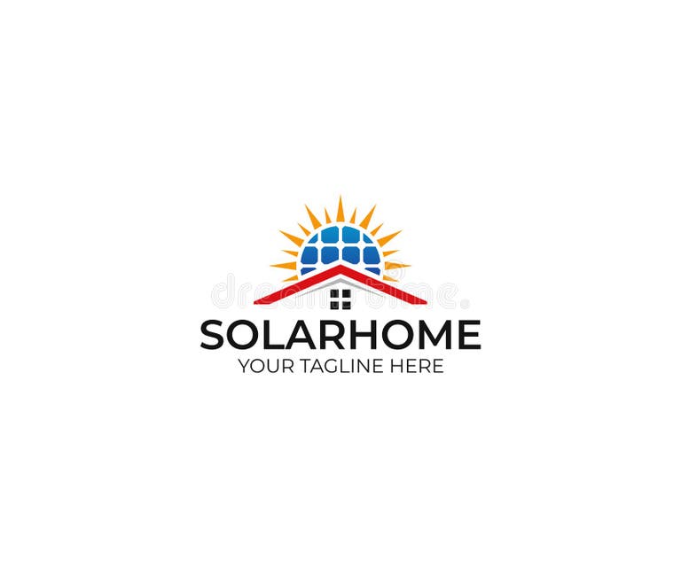Solar Home Logo Template. Solar Panel and Sun Vector Design Stock ...