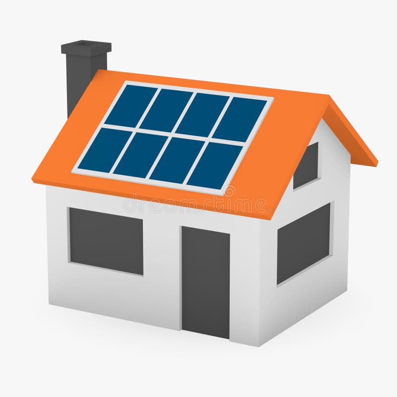 Solar house - safe power stock illustration. Illustration of cartoon ...