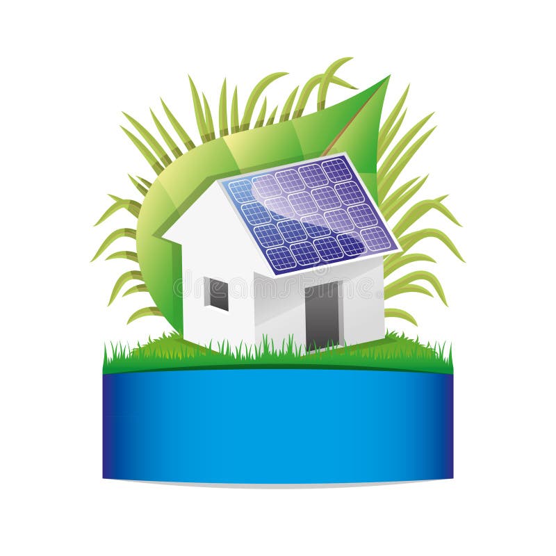 Solar house. stock vector. Illustration of sign, nature - 41155970