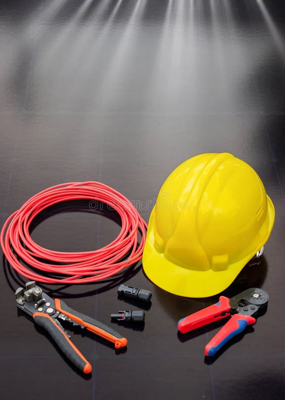 Solar Installation Tools and Safety Equipment on Solar Panel Surface ...