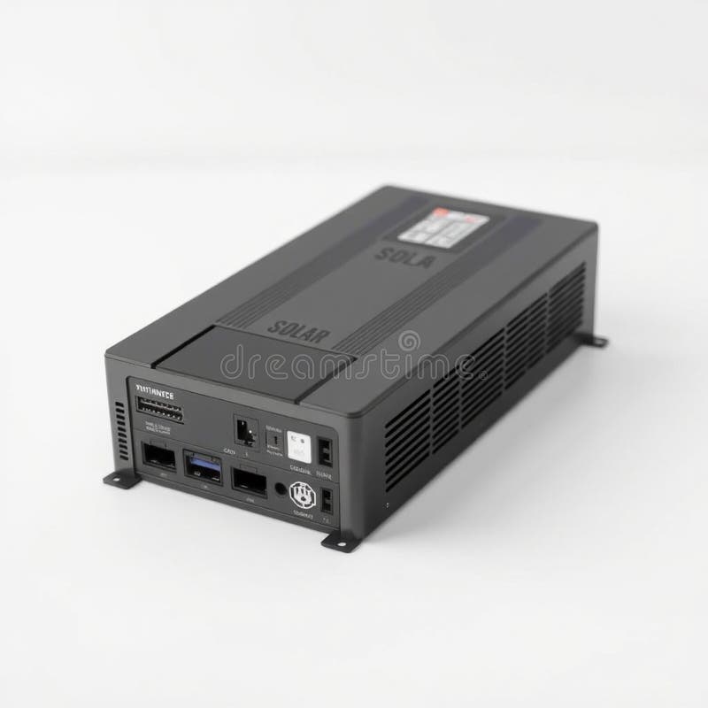 A Solar Inverter with a Sleek Design, Featuring Multiple Ports Stock ...