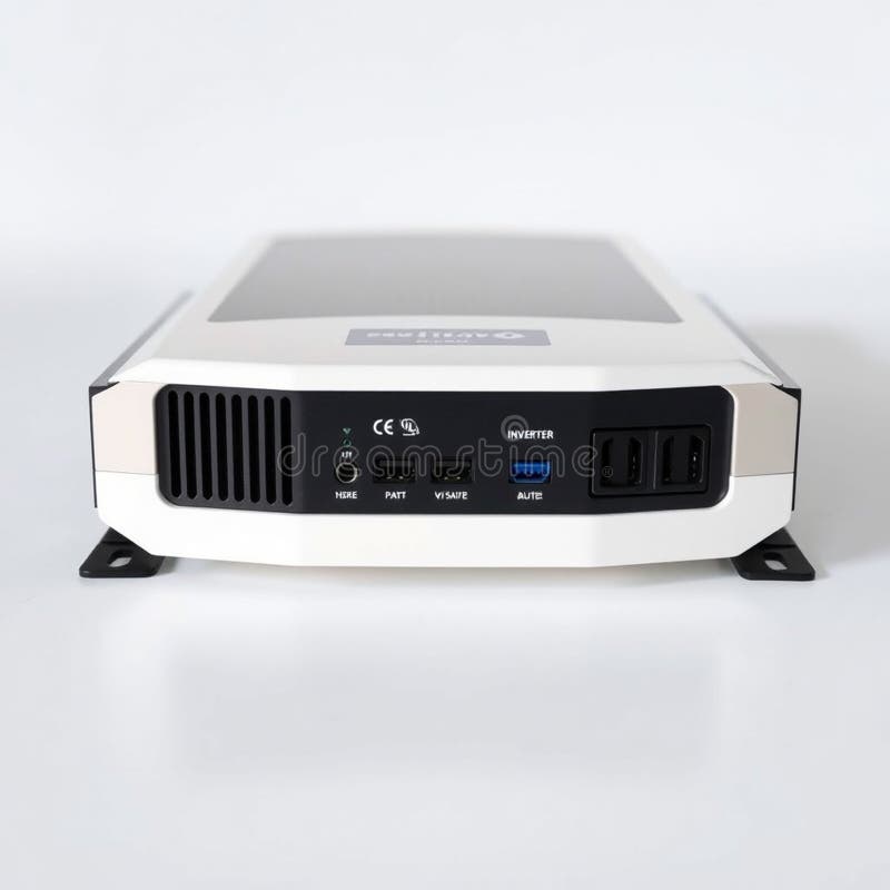 A Solar Inverter with a Sleek Design, Featuring Multiple Ports Stock ...