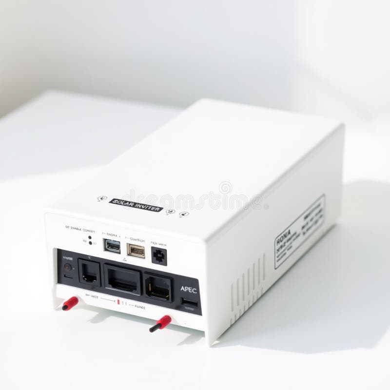 A Solar Inverter with a Sleek Design, Featuring Multiple Ports Stock ...