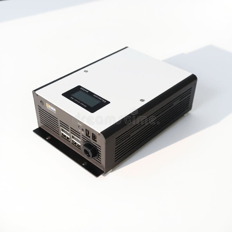 A Solar Inverter with a Sleek Design, Featuring Multiple Ports Stock ...