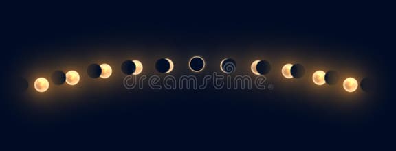 Solar and Lunar Eclipses Full Cycle. Sun and Moon Eclipses Stock Vector - Illustration of ring ...