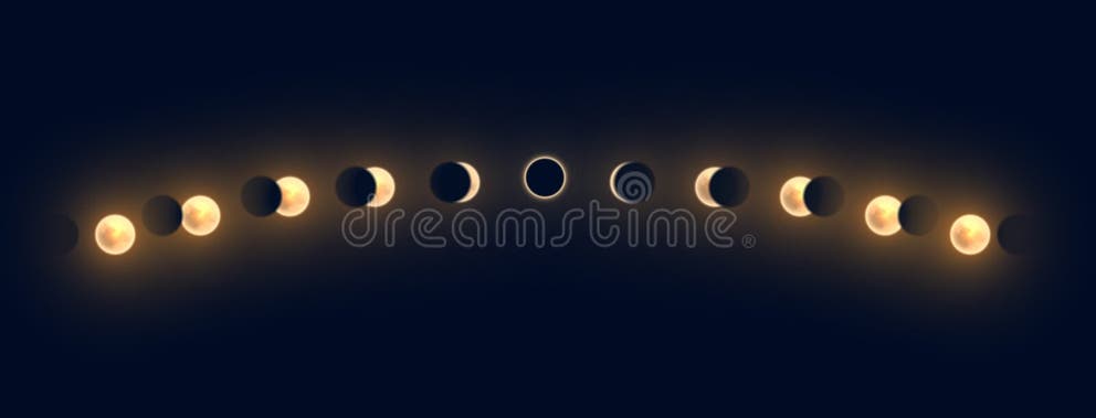 Solar and Lunar Eclipses Full Cycle. Sun and Moon Eclipses Stock Vector - Illustration of ring ...
