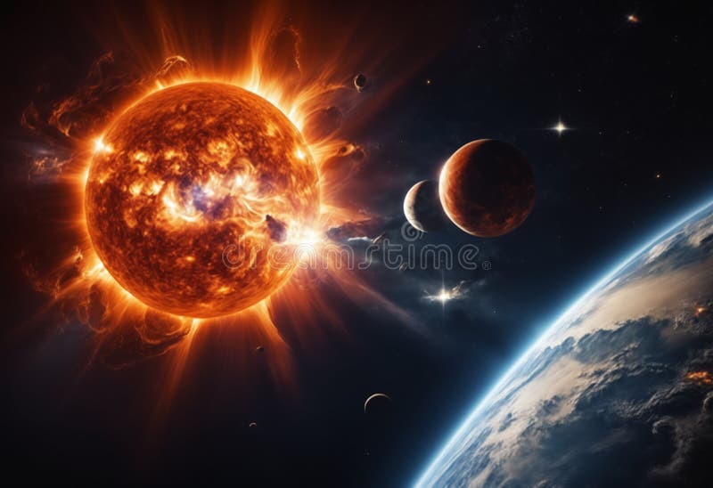 Solar Magnetic Storm. Sun Star in Space Stock Illustration ...