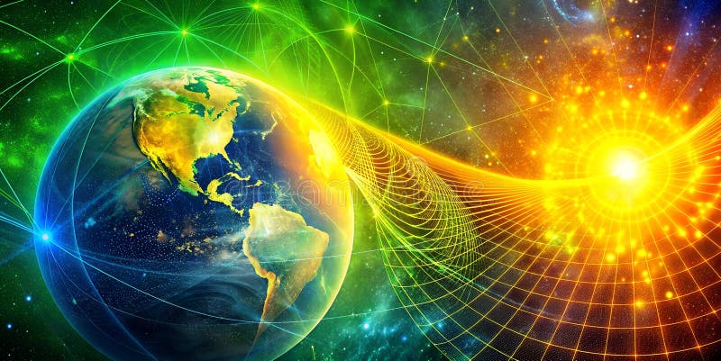 Solar magnetic waves stock illustration. Illustration of green - 314942512