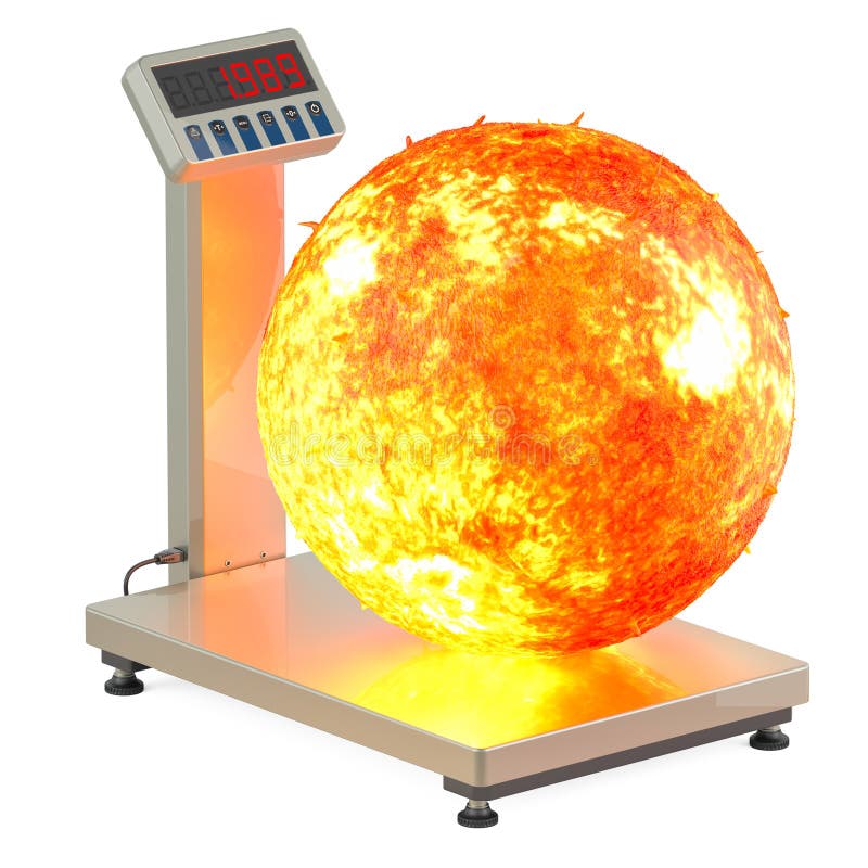 Solar Mass, Concept. Warehouse Scale with Sun, 3D Rendering Stock ...