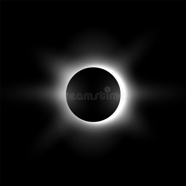 Solar or Moon Eclipse with Light Rays, Vector Realistic Full Planet ...