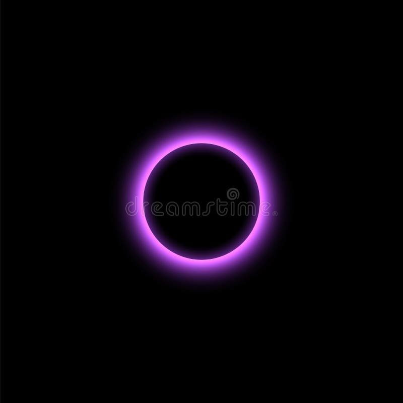 Solar or Moon Eclipse with Purple Blur Light, Vector Realistic Total Planet Eclipse in Dark ...