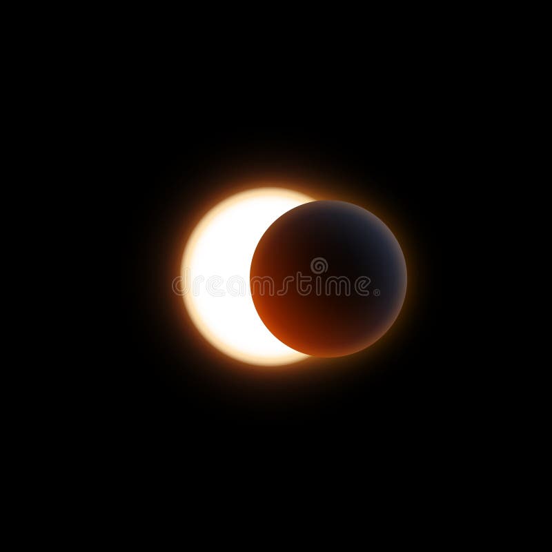 Solar or Moon Eclipse Vector Illustration, Shiny Crescent and Globe ...