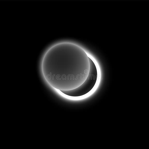 Solar or Moon Eclipse with White Blur Light, Vector Realistic Partial ...