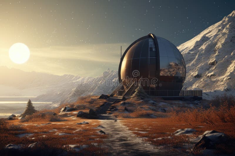 Solar Observatory in the Mountains Stock Illustration - Illustration of ...