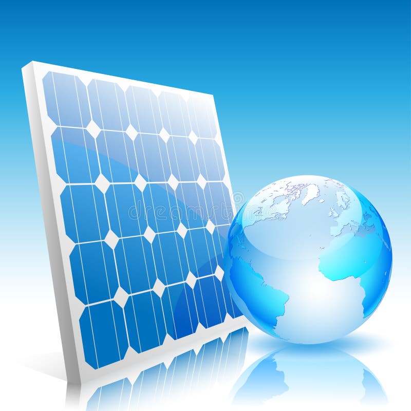 Earth and solar panels stock illustration. Illustration of energy ...