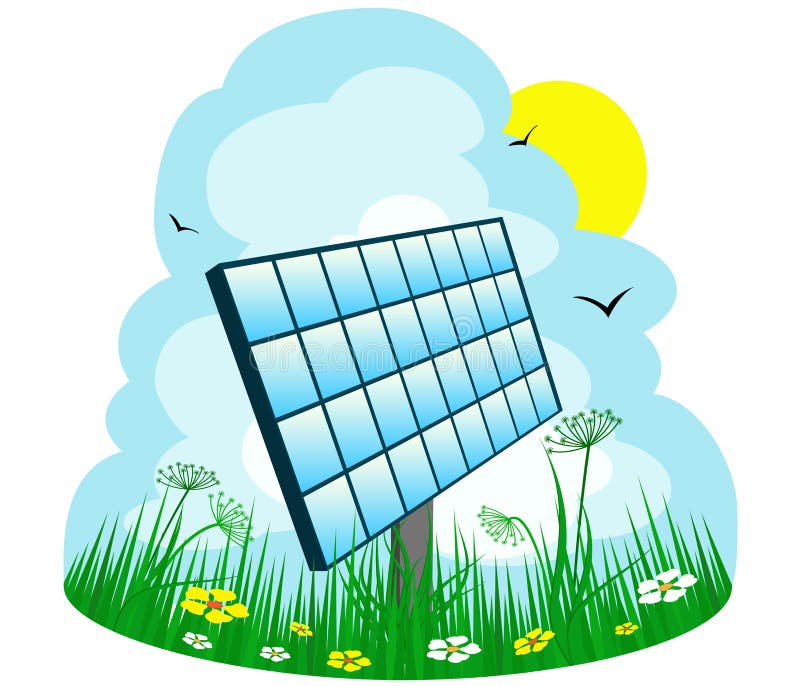 Sun with Solar Panel stock illustration. Illustration of solar - 25594573