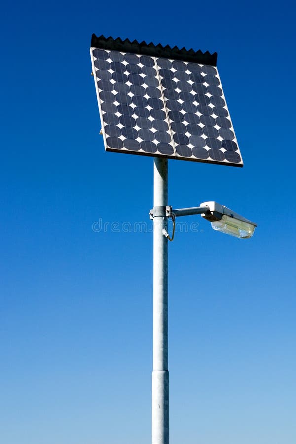 Solar powered lamp post stock photo. Image of paneled - 3917640